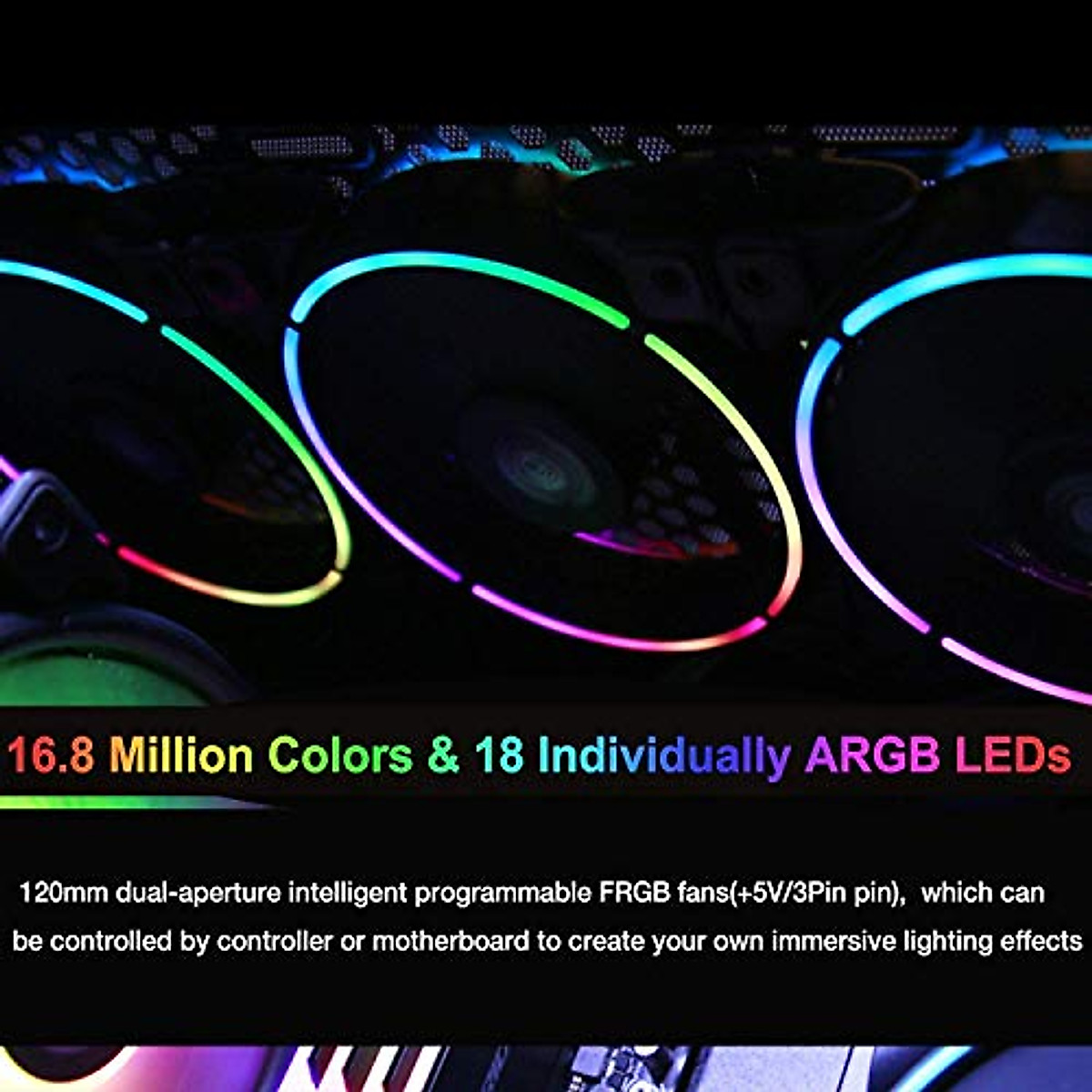 CP3 120mm Fan 3 in 1 Kit Upgrade,12cm RGB LED Computer Case Fan - PWM Cooling Fan - Dual Light Loop Quiet Fan/Multiple Light Modes for PC Case