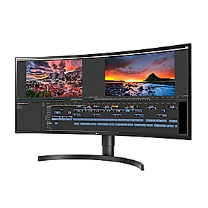 LG 34WN80C-B UltraWide Monitor 34” 21:9 Curved WQHD (3440 x 1440) IPS Display, USB Type-C (60W PD) , sRGB 99% Color Gamut, 3-Side Virtually Borderless Design, Tilt/Height Adjustable Stand - Black