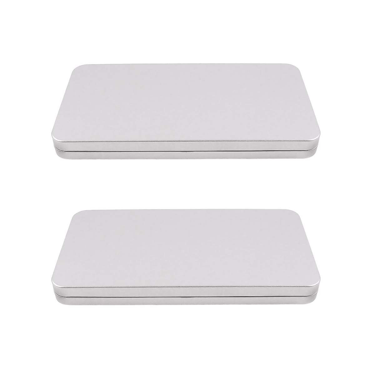 Vagocom 2Pcs Empty Metal Container with Lid,Portable 6.7x3.5x0.6inch / 17x9x1.5cm Metal Storage Box for Storing Jewelry, Crafts, Sewing Supplies and Other Small Items