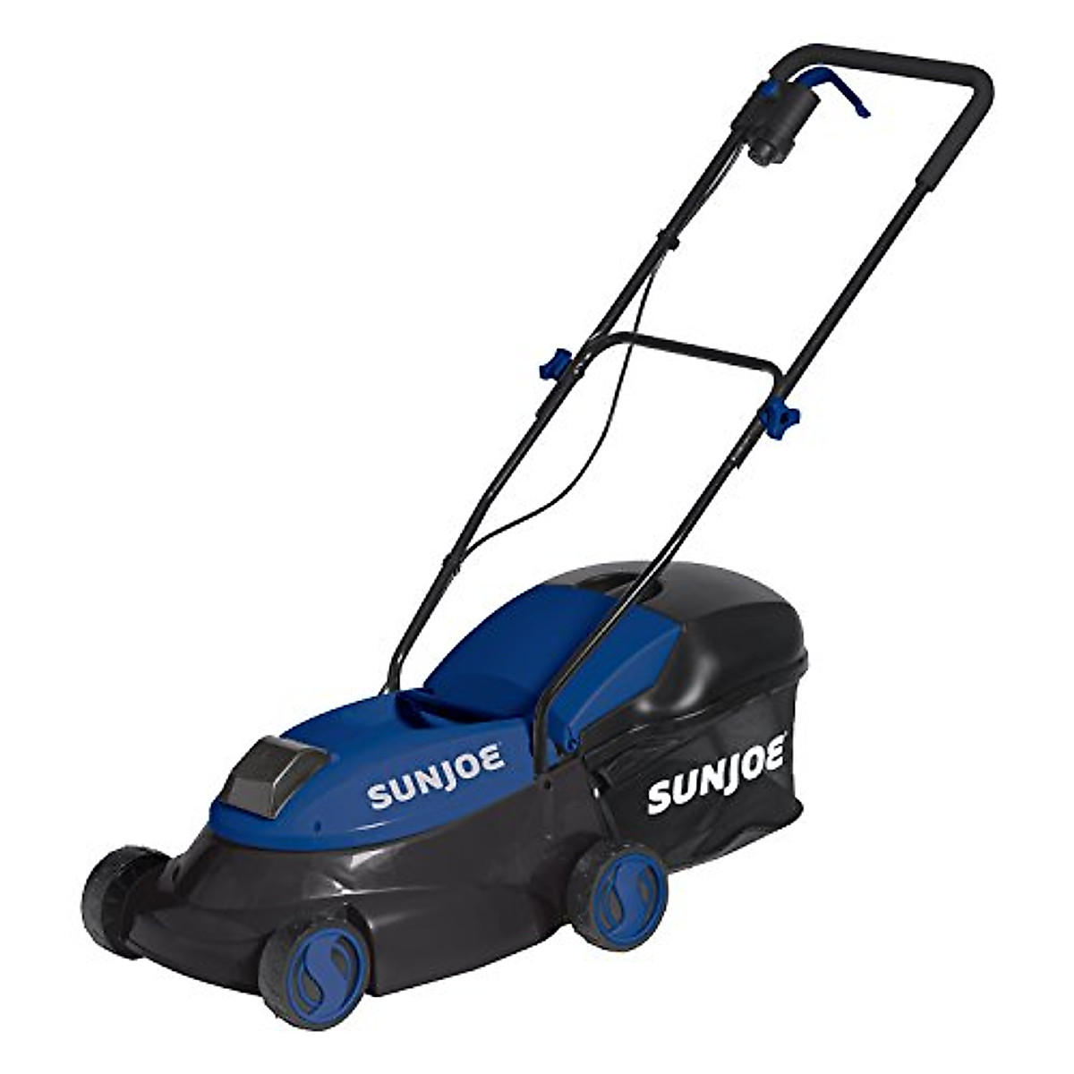 Sun Joe MJ401C-XR-SJB 14-Inch 28-Volt 5-Amp Cordless Lawn Mower w/Brushless Motor, 10.6-Gallon Detachable Collection Bag, Dark Blue