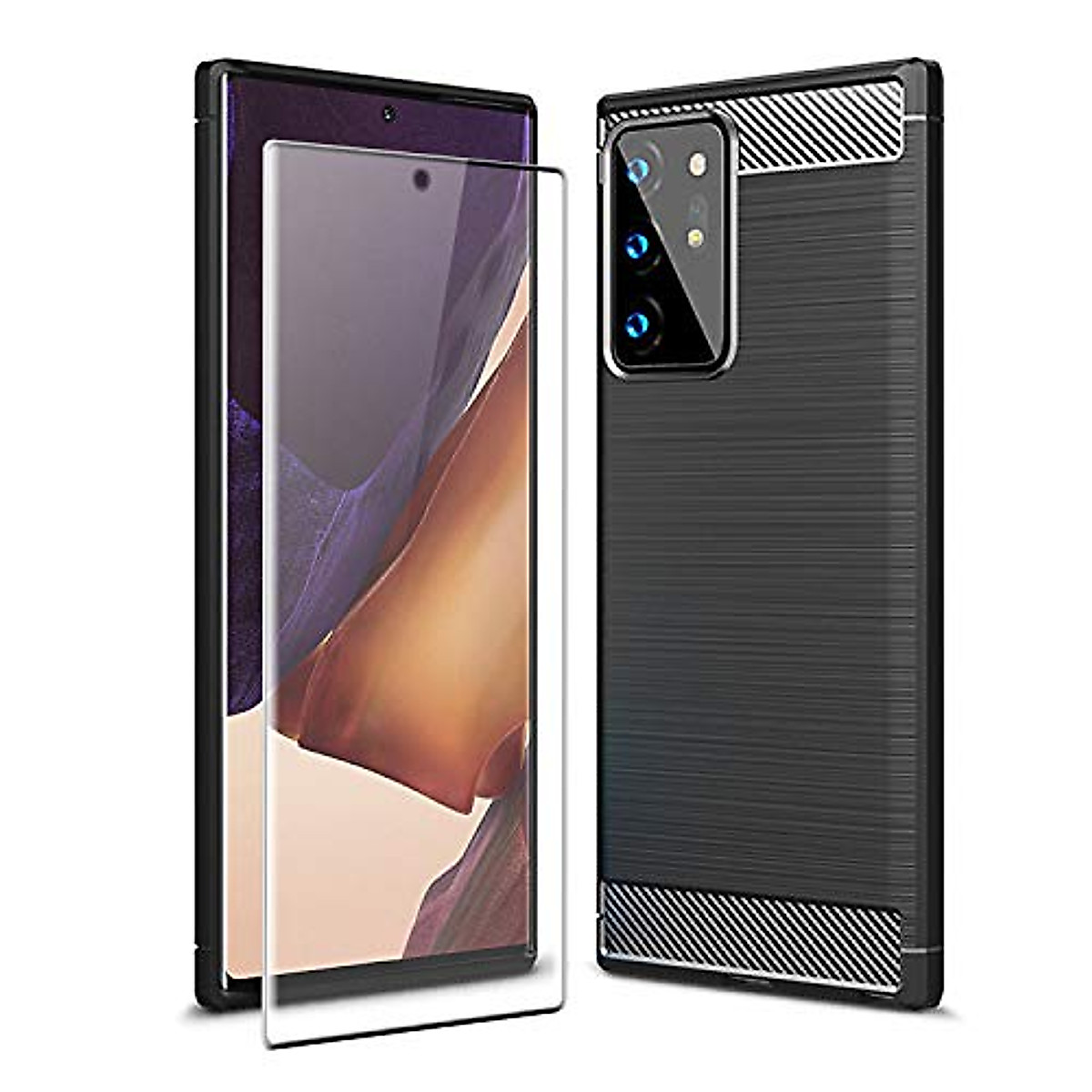 Olixar Case with Screen Protector for Samsung Galaxy Note 20 Ultra, Stylish 2 in 1 Protection - Defend Your Phone & Screen from Drops, Shocks and Scratches - Sentinel - Black