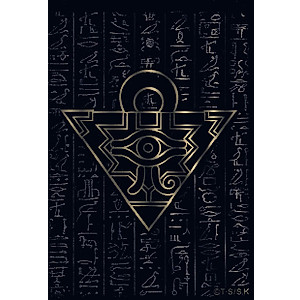 (100) Small Sized Card Deck Protectors Millenium Puzzle Card Sleeves 100 Pcs 63X90mm (Black/Golden)