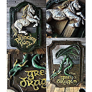 Lord of The Rings The Prancing Pony and The Green Dragon Pub Signs Set, Funny bar Signs, Pub Bar Home Decorative Wall Sign and Plaques for Front Door Hanging Sign