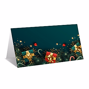 Place Cards for Christmas Party, Editable Name Place Cards, Seating Place Cards for Tables, Tent Style Cards for Wedding, Dinner Party or Any Occasion, Easy Folding, Pack of 25 Escort Cards(A07)