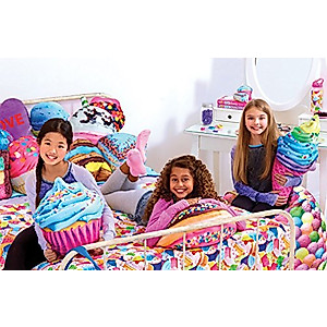 iscream Bubble Gum Scented Rainbow Swirl Cone Shaped 25" x 12" Microbead Pillow