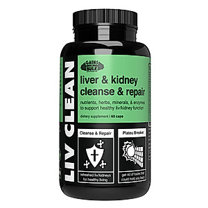 Gains in Bulk LIV Clean Liver and Kidney Cleanse & Repair | Supports Healthy Liver/Kidney Function | Fat and Toxin Reducing Beet Fiber Supplement | 60 Vegetarian Capsules
