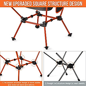 G4Free Lightweight Portable High Back Camp Chair, Folding Chair Lawn Chair Heavy Duty 330lbs with Headrest & Pocket for Outdoor Camp Travel Beach Picnic Gardening Travel Hiking