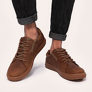 Men's Brown Suede Leather Casual Oxford Sneakers Everyday Fashion Walking Shoes for Men Size 13