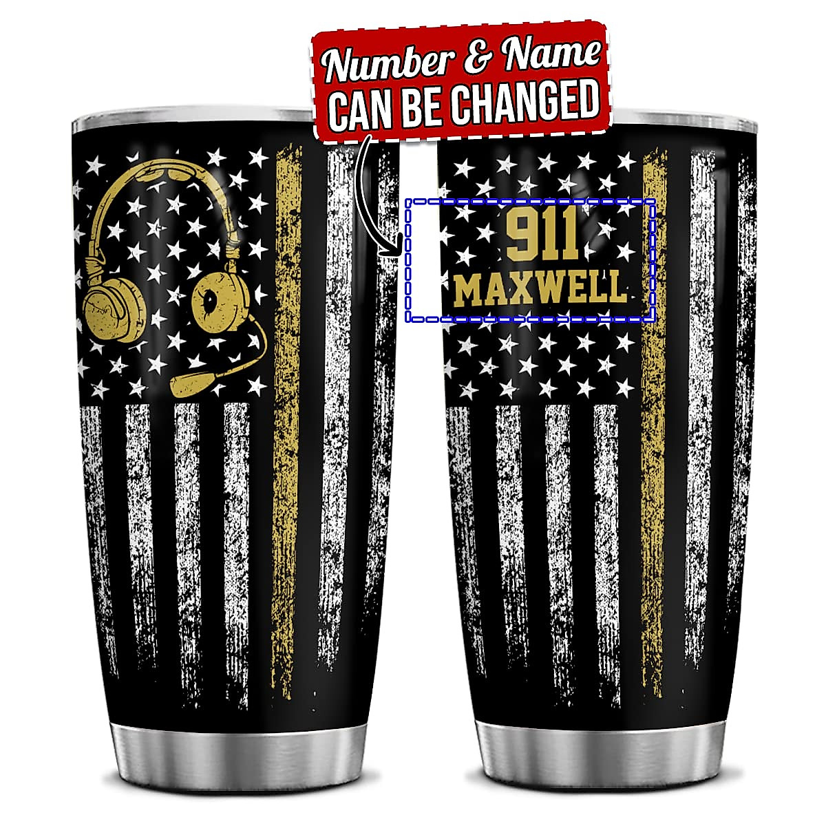 Wassmin Personalized Dispatcher Gifts For Men Dispatcher American Flag Tumbler 20oz 30oz Insulated Coffee Travel Mug Cup Birthday Appreciation