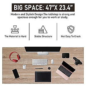 47 inch Computer Desk Home Office Desk Writing Study Table Modern Simple Style PC Desk with Metal Frame Gaming Desk Workstation for Small Space，Nature