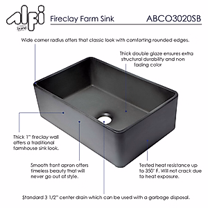 ALFI brand ABCO3020SB Kitchen Sink, Concrete