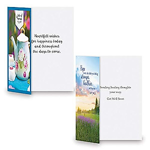 Get Well Greeting Card Value Pack – Set of 18 (9 Designs), Large 5 x 7 inches, Envelopes Included, by Current