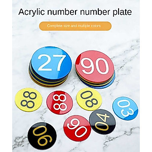 Number Sign, Table Number Sign, Closet Identification, Seat Identification Sign, Acrylic, Round, Waterproof and Sun-Proof (10x10cm,Yellow 01-100(100 pcs))