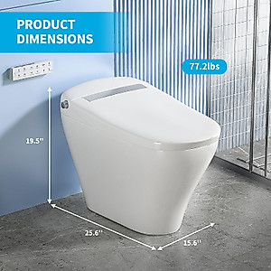 Small Smart Toilet Bowl, Foot Sensing Flush Bidet Toilet, Tushy Bidets for Existing Toilets, Composting Toilet with Heated Bidet, One-Piece Toilet Seat, Auto Flush, Remote Control