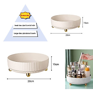 Rotating Storage Rack, Lazy Susan Organizer Rotating Spice Rack Turntable Cabinet Organizer Kitchen Storage Cosmetic Makeup Organizers Pantry Refrigerator Countertop Organization (Large, White)