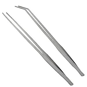LILYS PET Straight and Bend Stainless Steel Super Thick Tweezers Set,Pliers Aquarium Tool Fish Tank Aquatic Plants Forceps Clip (18.9")