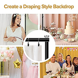 LimoStudio Large Heavy 10 x 9.6 feet Background Support System, Curtain Style Backdrop Stand, Sturdy Frame with 5 pcs Ring Holder Clip for Photography, Party, Family Events, AGG3003