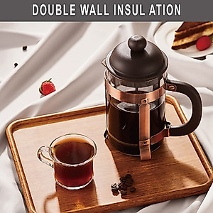 Lilayou French Press Coffee & Tea Maker, 34 Ounce Coffee Press, 304 Stainless Steel Heat Resistant High Boron Glass Easy to Clean (Dark Brown, 34oz)