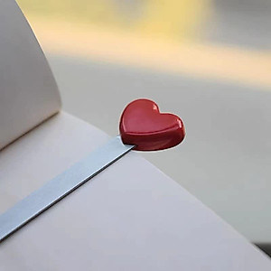 4 Pack Metal Heart-Shaped Bookmark Reading Page Markers Heart Metal Bookmark for Book Lover Gift Women Girls,2 Colors