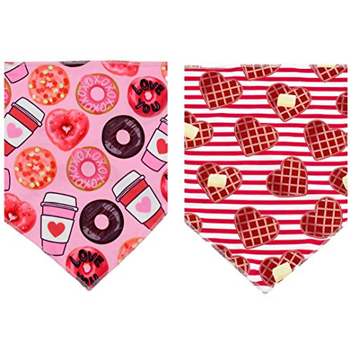 Valentines Day Dog Bandana 2 Pack - Triangle Bibs Pet Scarf for Small Dogs Puppy Cat