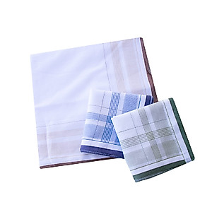 Men's handkerchiefs 100% Cotton White Color Border Hankies Pocket Square 43cm Square 9PCS