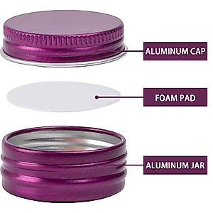 0.5 oz Screw Top Aluminum Tin Jar with Screw Lid and Blank Labels (Purple - Pack of 32)