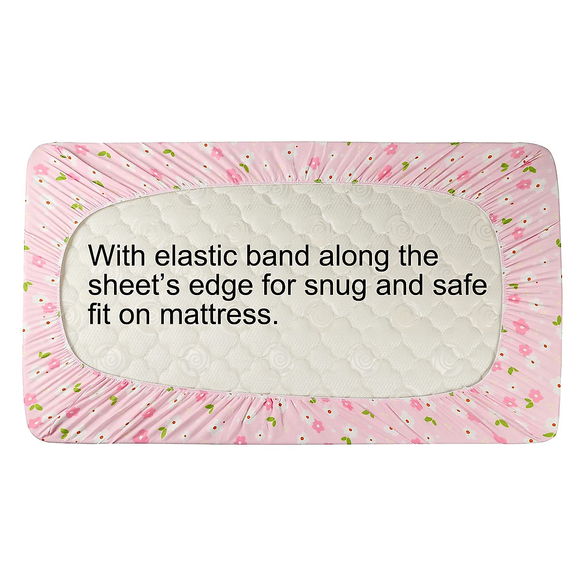 Crib Fitted Sheets 2 Pack Set for Baby Girl Soft Stretchy Jersey Knit Baby Sheet for Standard Crib and Toddler Mattress, Pink Floral