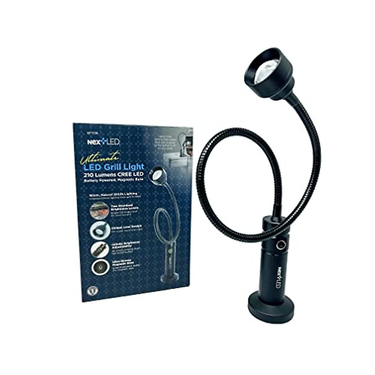 NextLED NT-7728 Ultimate LED BBQ Magnetic Outdoor Grill Light, 24 Inch Flexible Neck with Ultra Strong Base, Barbeque Light for Grilling, Heat & Water Resistant, Warm Even Light, Cast Aluminum