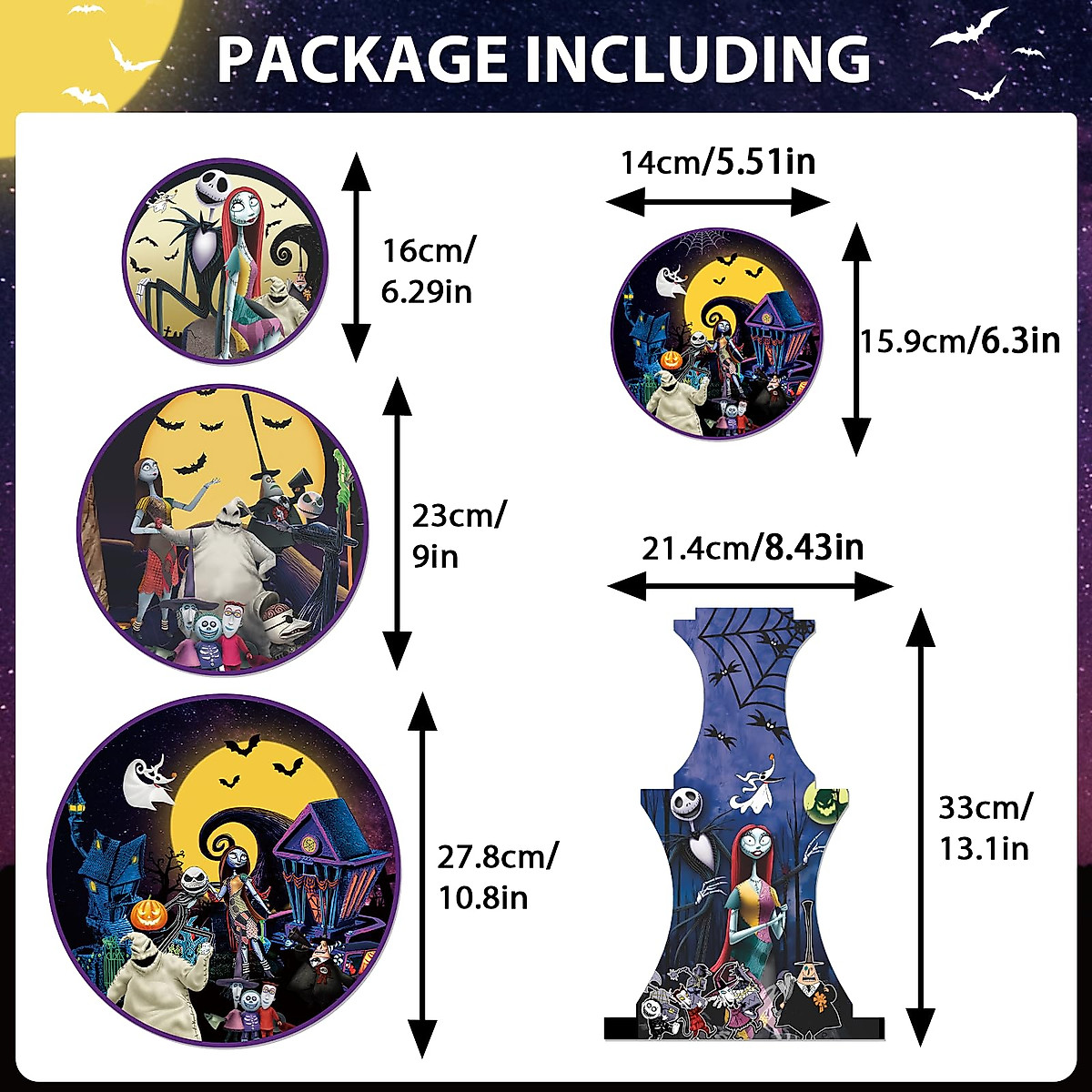 Nightmare Before Christmas Cupcake Stand 3 Tier Halloween Cupcake Stand with Nightmare Before Christmas Cupcake Toppers for Nightmare Before Christmas Birthday Decorations Halloween Birthday Decor