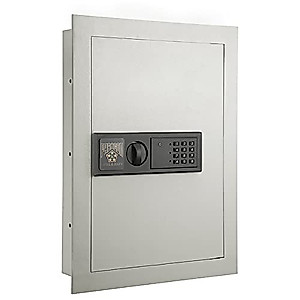 In-Wall Safe - Home or Business Safe with LED Keypad and 2 Manual Override Keys - Protects Cash, Jewelry, Passports, and More by Paragon Safes (Cream)