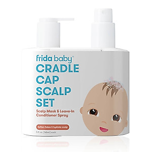 Oh Cr*p! Cradle Cap Flake Fixer Scalp Spray + Scalp Mask Duo by Frida Baby Soothes Baby's Scalp, Prevents Dryness and Flakes