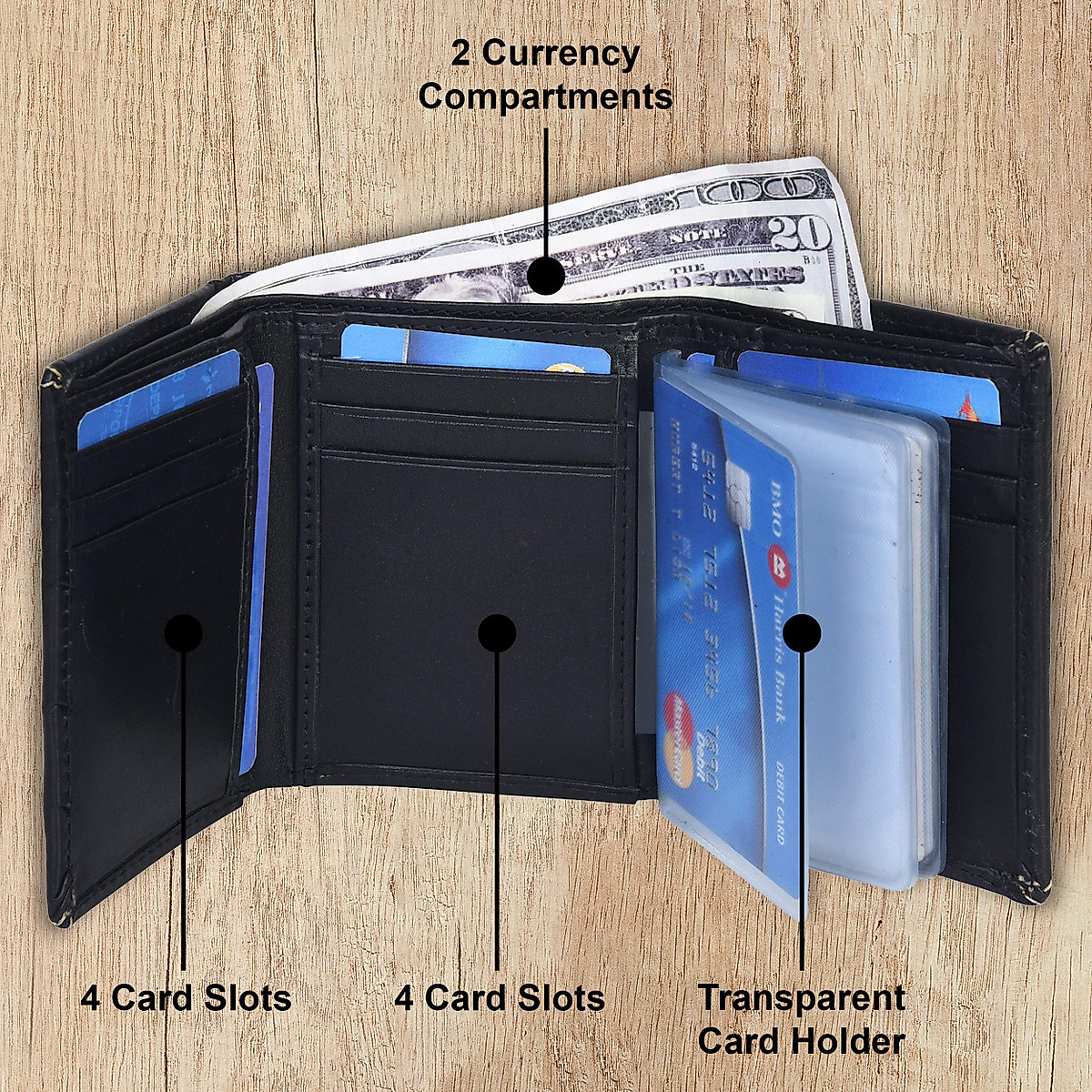 Denim Men's Trifold Designer Wallet - Sleek and Slim Includes ID Window and Credit Card Holder by Leatherboss