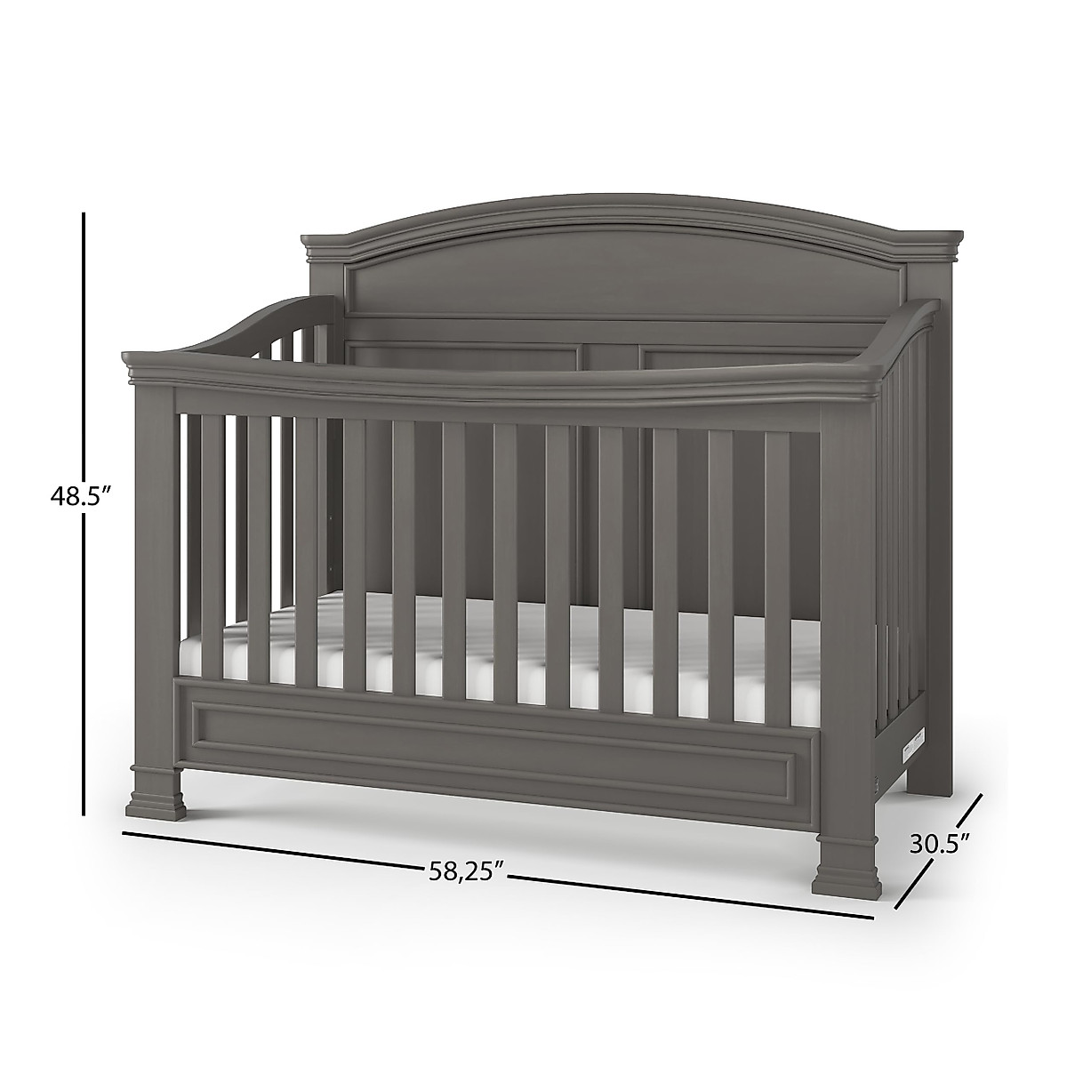 Child Craft Legacy Westgate 4-in-1 Convertible Crib, Baby Crib Converts to Day Bed, Toddler Bed and Full Size Bed, 3 Adjustable Mattress Positions, Baby Safe Finish, Fully Assembled (Chelsea Gray)