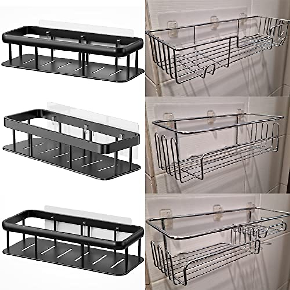 STARICH Adhesive Strips for Shower Caddy, Shower Caddy Adhesive Replacement Stickers, Replacement Adhesive for Shower Caddy Adhesive Strips, Shower Shelf Adhesive Replacement for Bathroom 2 Pack