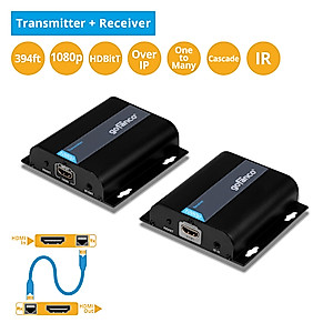 gofanco HDMI Extender Over IP Ethernet Balun - 1080p, Up to 394ft (120m), 1 to Many Over Gigabit Switch or 1 to 1 Extender Over CAT5e/6/7, Network LAN, IR Extension, HDMI Over IP (HDbitTv2)