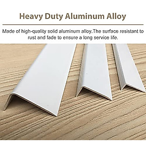 Doorway Uneven Floor Transition Strip, White L-Molding Floor Edging Transition Strip, Wood to Tile Protection Trim Strips for Uneven Floors, Heavy Duty Aluminum Alloy Threshold Strip, 35.4in Long ( Si