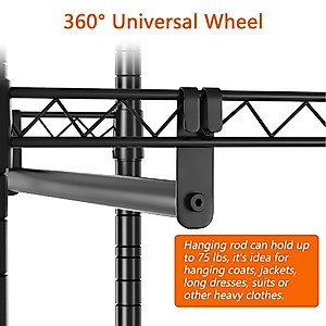 Soywey Heavy Duty Wire Garment Rack, 31.5" L x 15.6" W x 78.6" H Clothing Rack Clothes Rack for Hanging Clothes Metal Free Standing Clothes Rack Wire Metal Clothing Rack Closet（Black）