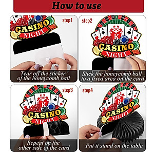 10 Pieces Las Vegas Party Decorations Casino Themed Centerpieces for Tables Decorations 3D Casino Theme Honeycomb Table Topper for Casino Night Birthday Baby Shower Party Supplies
