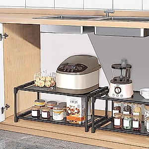 scopbinsa 4-Tier Small Shoe Rack, Stackable Nonwoven Shoe Storage Organizer Metal Shoe Shelf for Entryway, Hallway, cabinet and Closet (4 black)