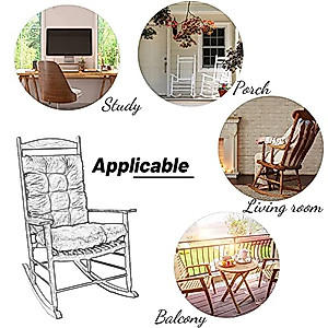 HERMJ Rocking Chair Cushion Non Slip Glider Rocker Seat Pad and Back Rest 2 Piece for Indoor Outdoor Home Life Recliner Deck and Garden Seats 17"x17"and Seat Back 21"x17"