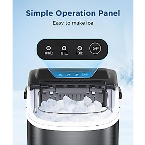 COWSAR Ice Maker Countertop, Stainless Steel Portable Ice Maker Machine with Self-Cleaning, 26.5lbs/24Hrs, 6 Mins/9 Pcs Bullet Ice, Perfectly for Home Use, Gift