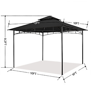 MASTERCANOPY Outdoor Garden Gazebo for Patios with Stable Steel Frame(10x12, Black)
