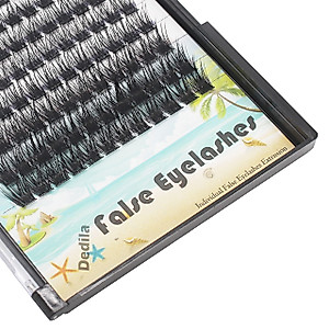 Dedila Large Tray -Wide Stem Mixed 10-12-14-16mm/12-14-16mm/14-16-18mm Cluster Eyelashes Home DIY Lashes Extensions D Curl Thickness 0.07mm Individual False Eyelashes (Mixed 10-12-14-16mm)