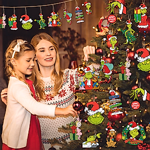 RINOLY 24pcs Christmas Tree Ornaments,Christmas Wood Ornaments for Tree,Christmas Tree Decorations