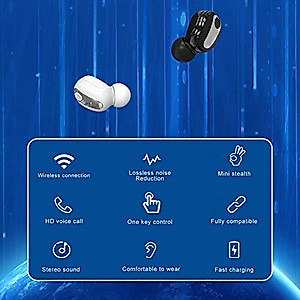 Heave Wireless Earbud,Mini Invisible Wireless Bluetooth 5.0 Earpiece,Hands-Free Noise Reduction in-Ear Earphone Built-in Microphone Headset for Sports/Business/Driving Black