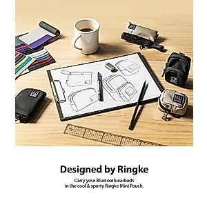 Ringke Mini Pouch [Block] Nylon Carrying Pouch Small Bag for AirPods, Galaxy Buds, Earphones, Cards, ID - Black