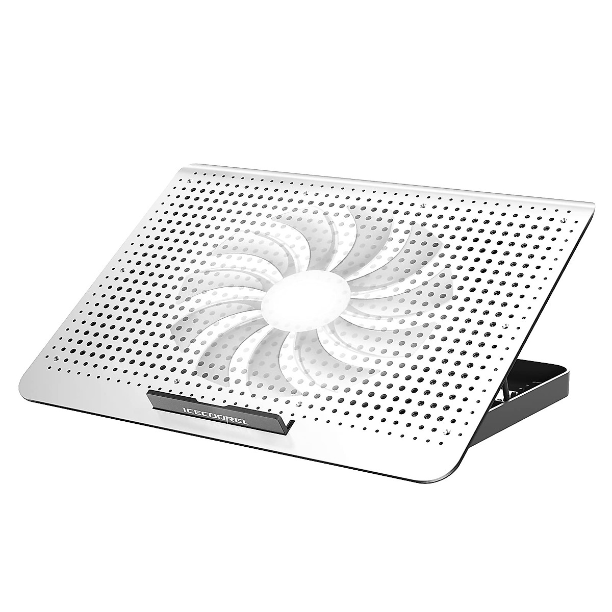 ICE COOREL Aluminum Laptop Cooling Pad 2023 Upgrade, Laptop Cooler Stand with 7 Height Adjustable, Laptop Fan Cooling Pad for Laptop 12-15.6 Inch, Notebook Cooler Pad with Two USB Port (Silver)