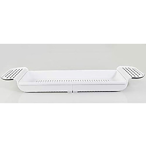 Home-X Expandable Bath Shelf, Adjustable Plastic Bathtub Caddy, Luxury Bathroom Tray 21 – 30”