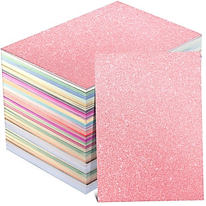 Zhanmai 400 Sheets Christmas Glitter Cardstock Paper Bulk, 11.7 x 8.3 Inch 250 GSM Sparkly Card Stock Paper for Crafts DIY Party Autumn Christmas Holiday Supplies(Multicolor)
