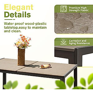 Homall Patio Dining Set 7 Pieces Outdoor Furniture with Large Table and 6 Textilene Chairs for Porch, Brown